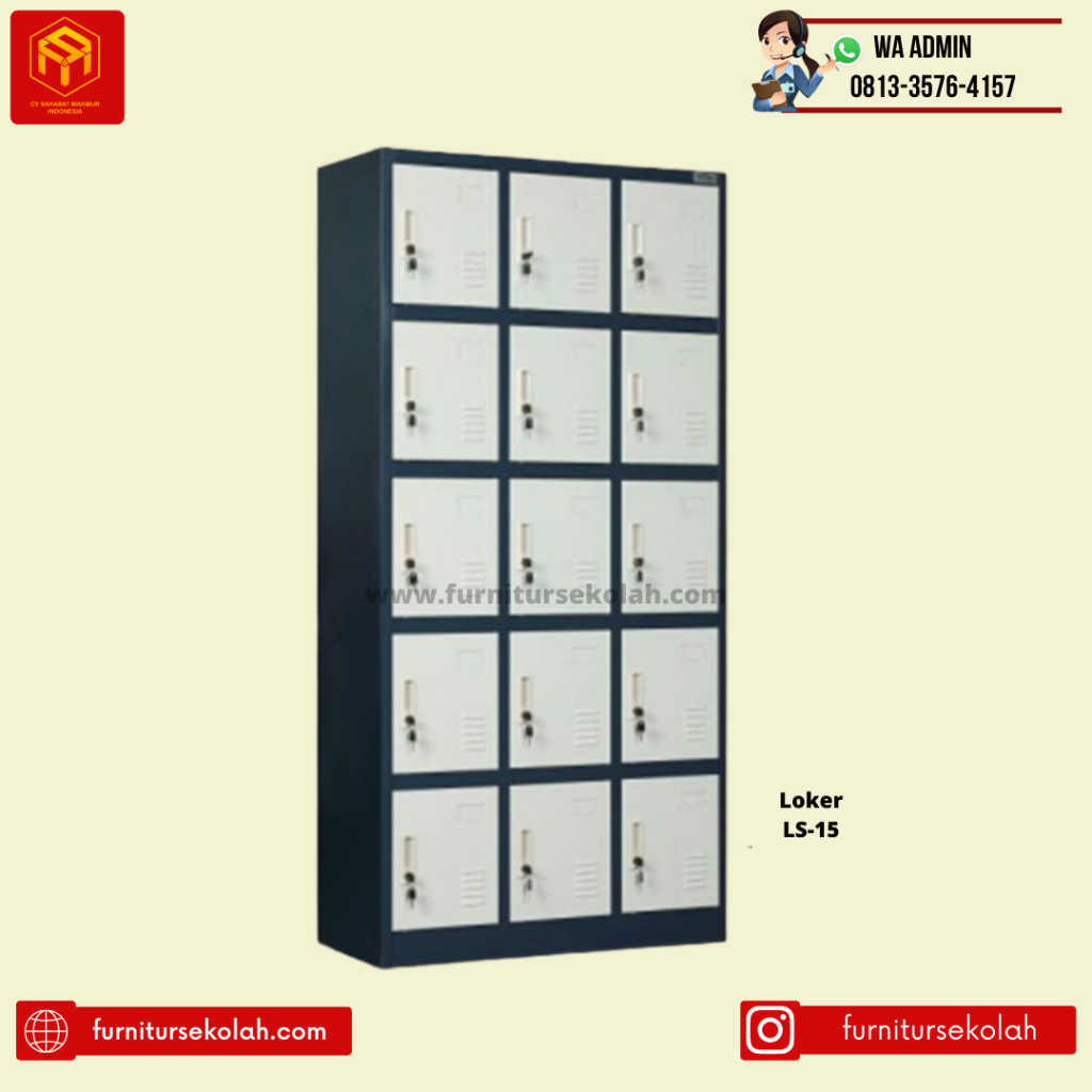 Loker 15 Pintu LS-15 - Jual Kursi Kantor dan Meja Sekolah Grosir